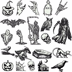 Ooopsiun Luminous Halloween Temporary Tattoos for Kids - 80 Black Styles Glow in The Dark Halloween Tattoos Party Favors Decorations for Boys Gilrs