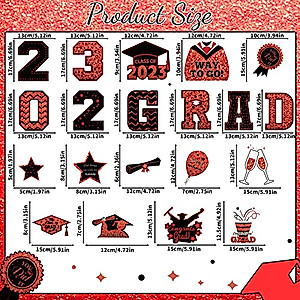 20 Pcs Graduation Car Magnets, 2023 Graduation Car Decorations, Class of 2023 Magnetic Stickers, Graduation Cap Decorations, Graduation Magnet Decals for Car Cruise Garage Door Metal Surface (Red)