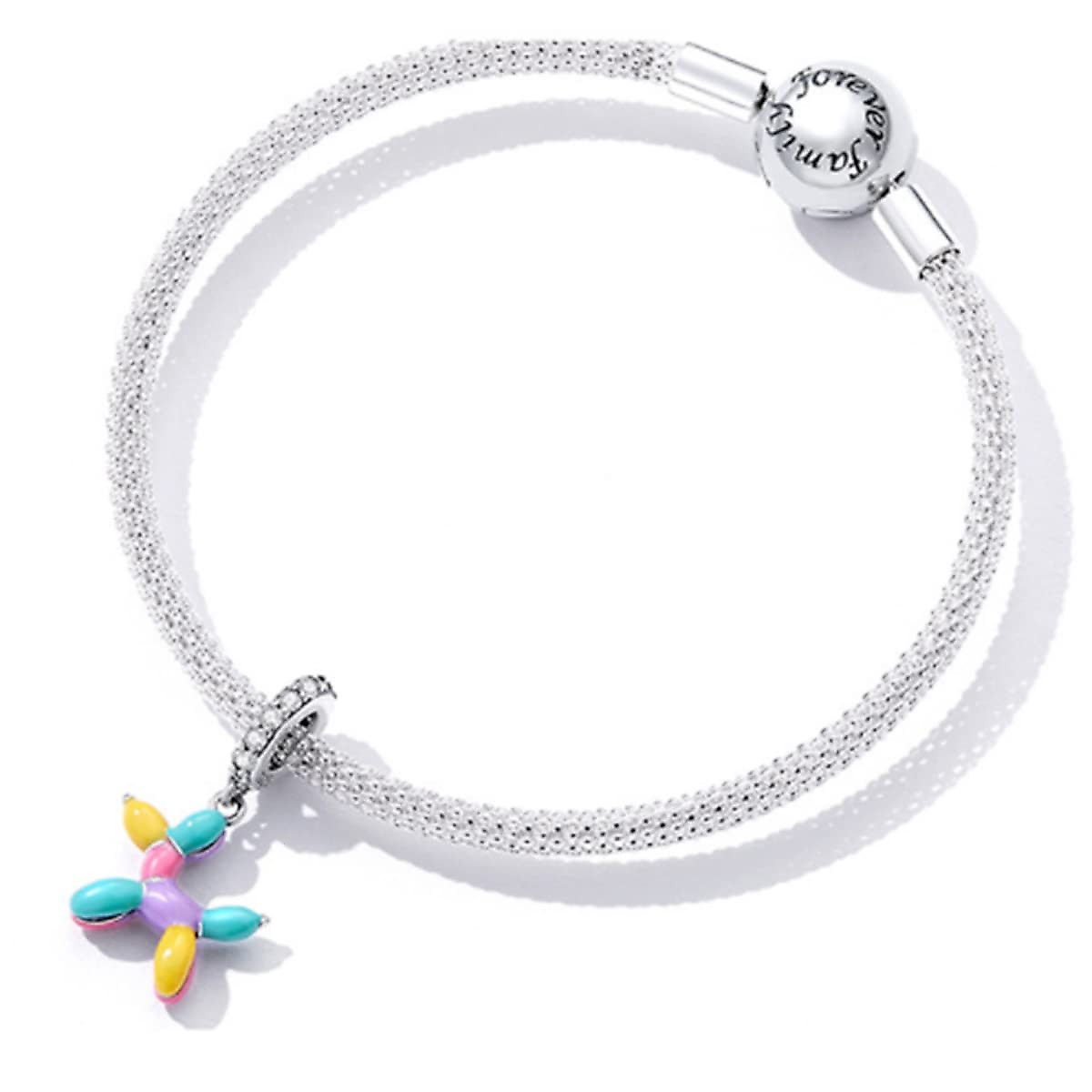 Dog Charms for Bracelets 925 Sterling Silver Charms Ocean Dolphin Charm Insect Butterfly Bee Animal Charms for Pandora Bracelets (Colorful Balloon Dog Charm)