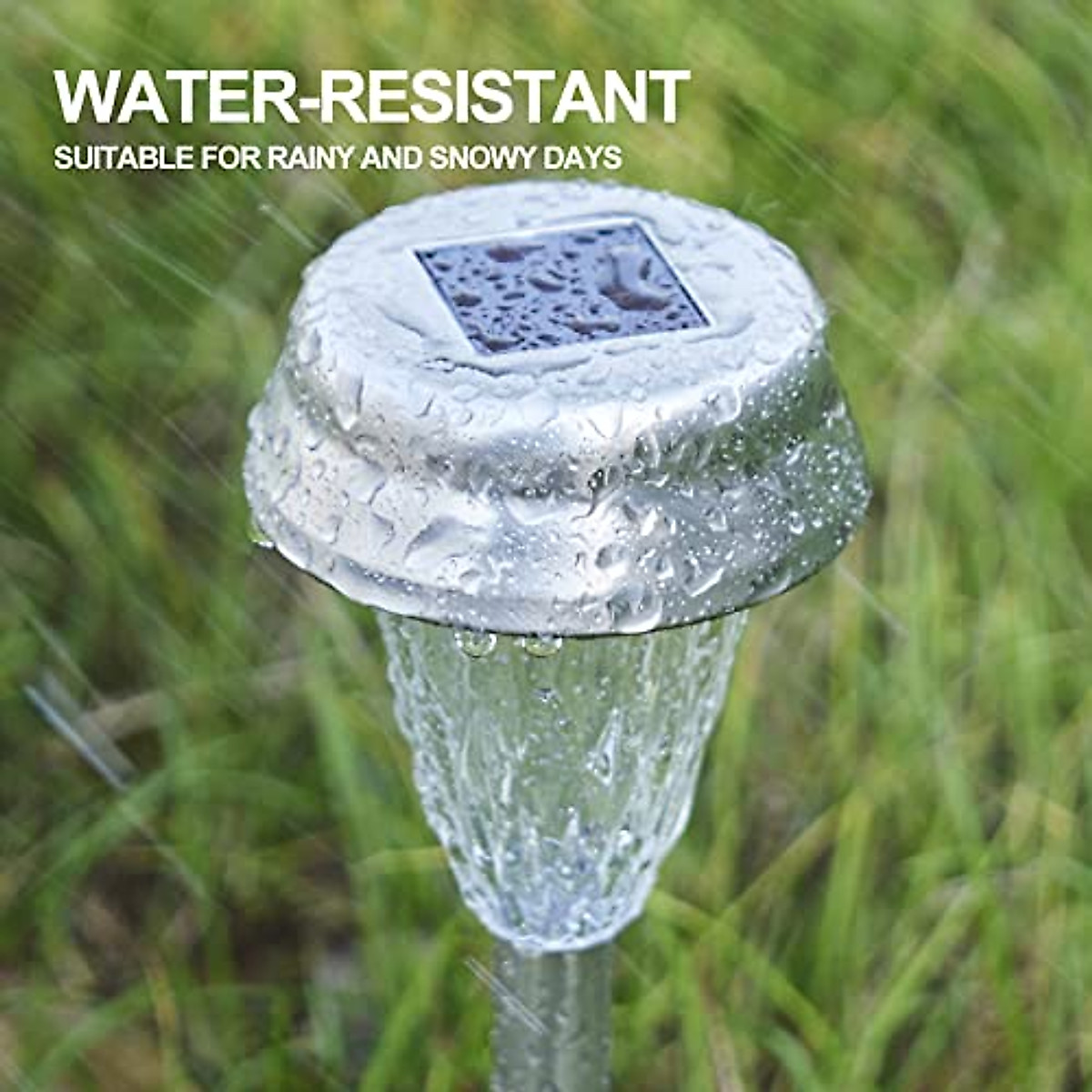 QEEPGG Solar Lights Pathway Outdoor Waterproof Stainless Steel Metal Plastic Auto On/Off Solar Powered Landscape LED Lighting for Garden Yard Walkway Lawn, Patio, Deck, Driveway Stakes