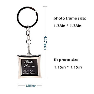 Square Photo Frame Keychain Set - 10 PCS Mini Stainless Steel Picture Frame Keychains, DIY Personalized Sterling Photo Holder, Souvenir for Friends Lovers and Family
