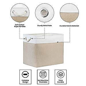 Bidtakay Storage Baskets for Shelves 17x12x15 in Beige Clothes Bins Storage for Closet Set of 2 Large Organization Baskets for Bedroom Blankets Dog Toy Basket Nursery Baby Baskets with Handles