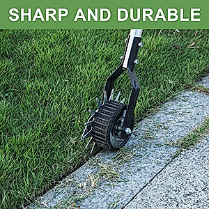 BARAYSTUS Wheel Rotary Edger, Rotary Shear, Sidewalk Manual Lawn Edger, Strong 3 Sections Stainless Steel Handle with Cushion Grip, 58.3-Inch