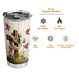 20oz Red Cardinal Bird Faith Tumbler, I can only Imagine, Religious, Christian Gifts, Coffee Thermos for Women, Stainless Steel Double Wall Vacuum Insulated Coffee Mug, Travel Cup with Lid