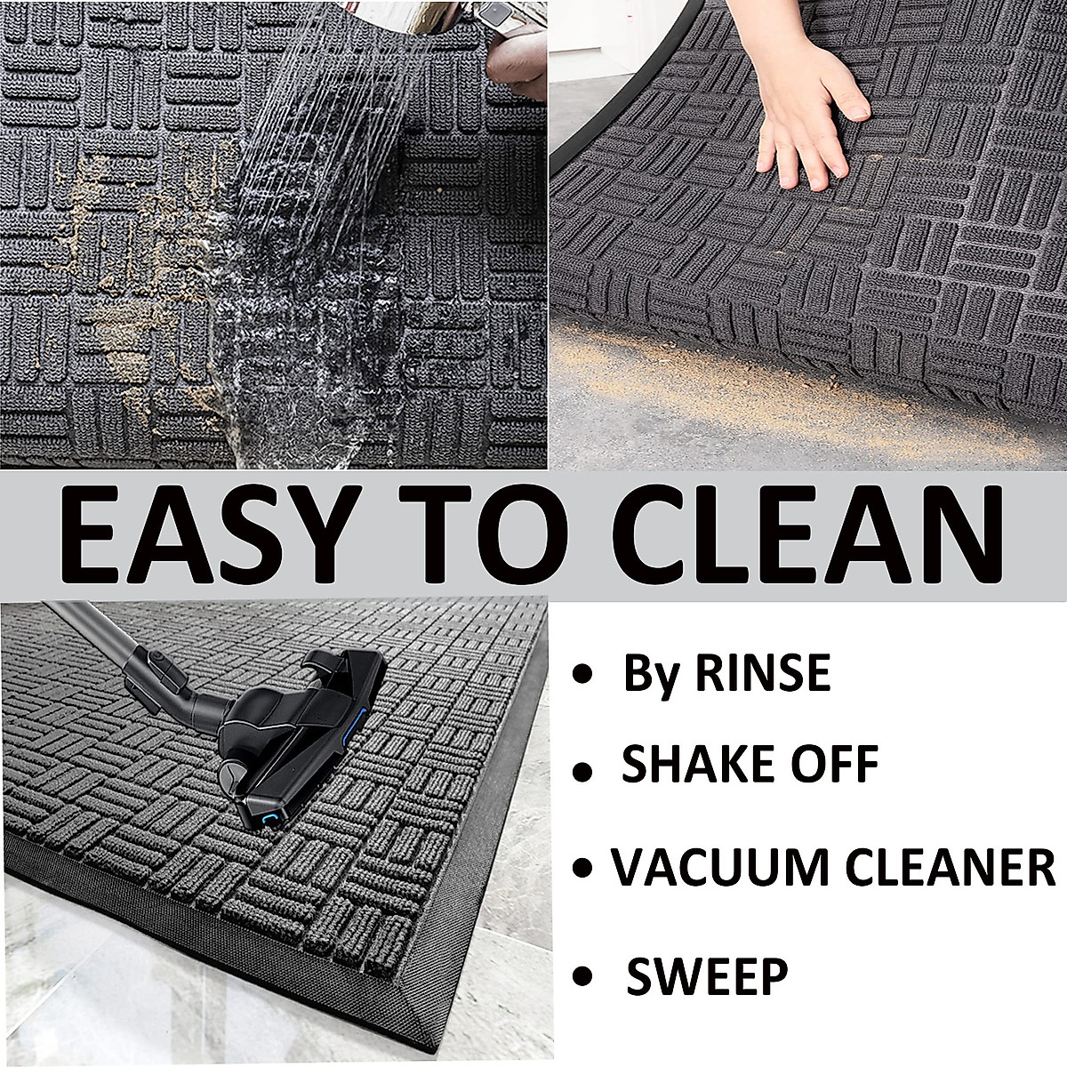 Door Mats Outdoor Indoor Doormat 30"x18"- Front Door Mats Outdoor Welcome Mat Heavy Duty Durable Natural Rubber Rug Mats for Entryway Patio Busy Areas(30"x 18", Grey)