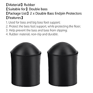 Vbestlife Double Bass Endpin Rubber Tip Stopper, Set of 2 Upright Bass Parts Replacement Rubber Tip for Double Bass End Pin Protector Black