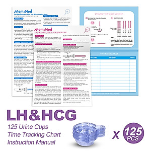 MomMed Ovulation Predictor Kit (HCG25-LH100), with 25 Pregnancy Test and 100 Ovulation Test Strips, Easy to Use Ovulation and Pregnancy Tests with 125 Urine Cups, Accuracy Fertility Test, OPK Test