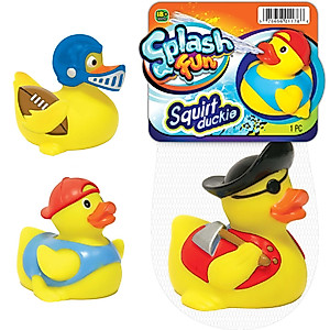 JA-RU Water Squirt Rubber Ducks (1 Duck Assorted) Fun Toddlers Baby Bath Tub Pool Toy 3" Rubber Duckies for Kids, Sensory Play, Stress Relief, Stocking Stuffers Supply in Bulk. 1178-1