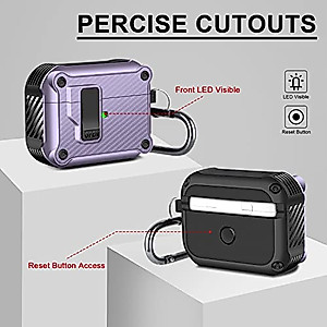 for AirPods Pro 2 Case, AirPods Pro 2nd Generation Case 2022 with Secure Lock Clip Hard AirPods Pro 2nd Cover Keychain for Men Women, Full Body Shockproof Protective Case for AirPods Pro 2nd-Purple