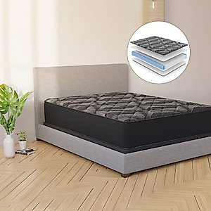 Loosh King Size 12" Extra Firm Mattress Moisture Wicking Fabric, Cool Sleep - Inner Spring System & High-Density Foam Layers for Support & Comfort - CertiPUR-US Certified, Bed in Box