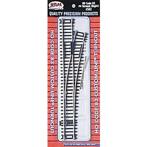 Code 83 Nickel Silver #4 Custom-Line Turnout Right HO Scale Atlas Trains