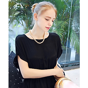 PERNNLA PEARL Seashell Pearl Choker Necklace for Women Handmade Beaded Necklace Simple Pearl Necklaces 18" Pink