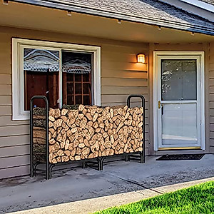 ifavor123 6.5 FT Firewood Rack Outdoor Indoor Heavy Duty Wood Rack for Firewood Log Rack with Cover Outdoors Wood Storage Stand Tubular Wood Pile Lumber Storage Stacking Log Bin Black