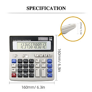 Calculator, Calculators Large Display and Buttons, Solar Battery Dual Power, Big Button 12 Digit Large LCD Display