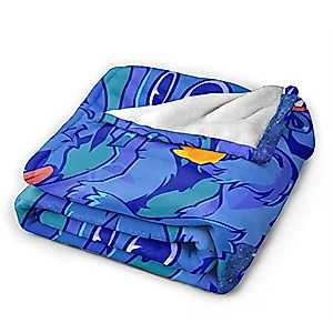 HNyeyes Blue Monster Flannel Blanket Ultra-Soft Warm Throw Blanket for Bed Couch Living Room 50x40 inch Black