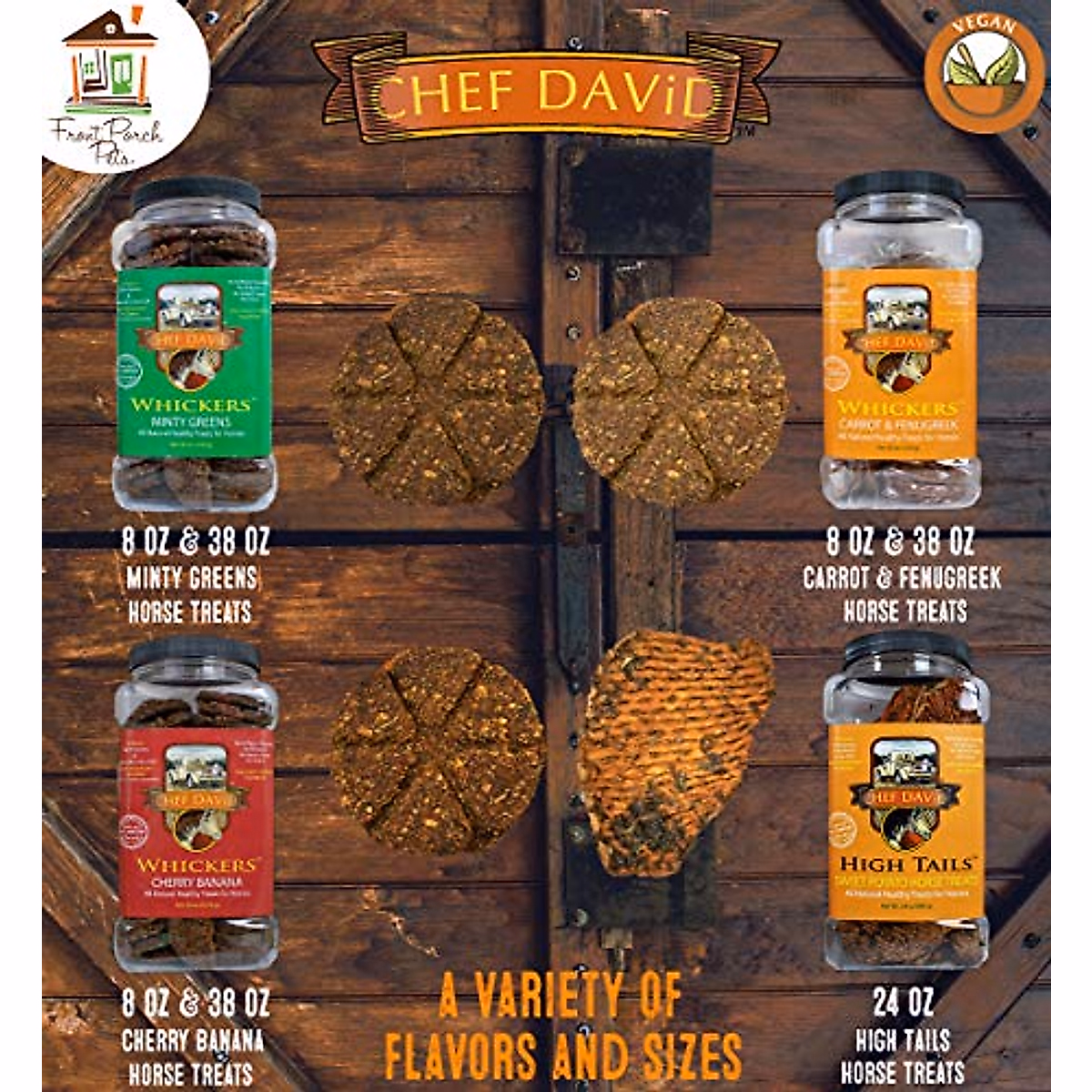 Front Porch Pets - Chef David Horse Treats Healthy Real Food Horse Treats, No Added Sugar, No Artificial Flavors, Stall Treats for Horses, Made in The USA - Whickers Minty Greens, 24oz