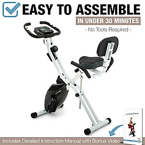 LANOS Workout Bike For Home - 2 In 1 Recumbent Exercise Bike and Upright Indoor Cycling Bike Positions, 10 Level Magnetic Resistance Exercise Bike, Foldable Stationary Bike Machine, Fitness Bike