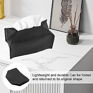 Large Tissue Box Cover, 2Pcs PU Leather Rectangle Tissue Organizer, Modern Tissue Holder for Bathroom/Car/Office/Night Stands Decor (Black)