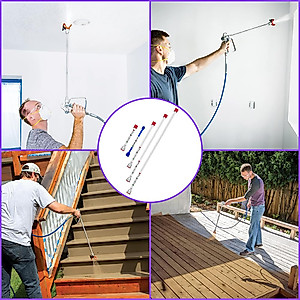 Spray freely 5-Piece Set of Extension Poles,Airless Spray Gun Tip Extensions,Airless Paint Sprayer Gun Tip Extension Pole,for Airless Paint Gun Wand (8in 12in 20in 30in 40in)