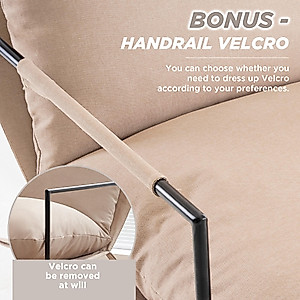 Fahomiss Mid Century Modern Accent Chair, Steel Armchair, Fabric Lounge Chair for Living Room, Bedroom, Home Office in Microfiber Upholstery, (Beige)