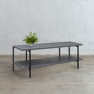 Casual Elements VOLTERRA Concrete & Steel TV Shelf Unit Television Stand, Granite Grey