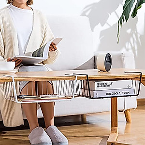 2 Pack Under Shelf Wire Basket, Hanging Storage Baskets Under Cabinet Add-on Storage Racks for Cabinet Thickness Max 1.3 inch, Slide-in Baskets Organizer for Kitchen Pantry Desk Bookshelf (white)