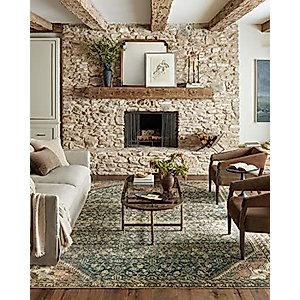 Magnolia Home by Joanna Gaines x Loloi Banks Collection BAN-02 Machine Washable Denim / Clay 2'-0" x 5'-0" Accent Rug