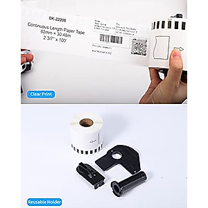 12 Rolls DK-2205 QL800 QL810W QL820NWB QL1100 Continuous Paper Label 2.4" x 100 Feet, Compatible with Brother QL Label Printers, Replacement for Brother DK-2205 Continuous Paper Lable Roll