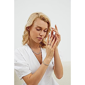 Gemsme 18K White Gold Plated Tennis Necklace/Bracelet/Earrings Sets Pack of 3 (3.0mm with 7In bracelet&18In necklace)