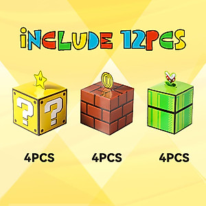 SUYEPER Super Theme Water Pipe Question Brick Treat Boxes Snack Goody Cardboard Bag Birthday Party Favors Decorations Gift Wrap Boxes (12PCS)