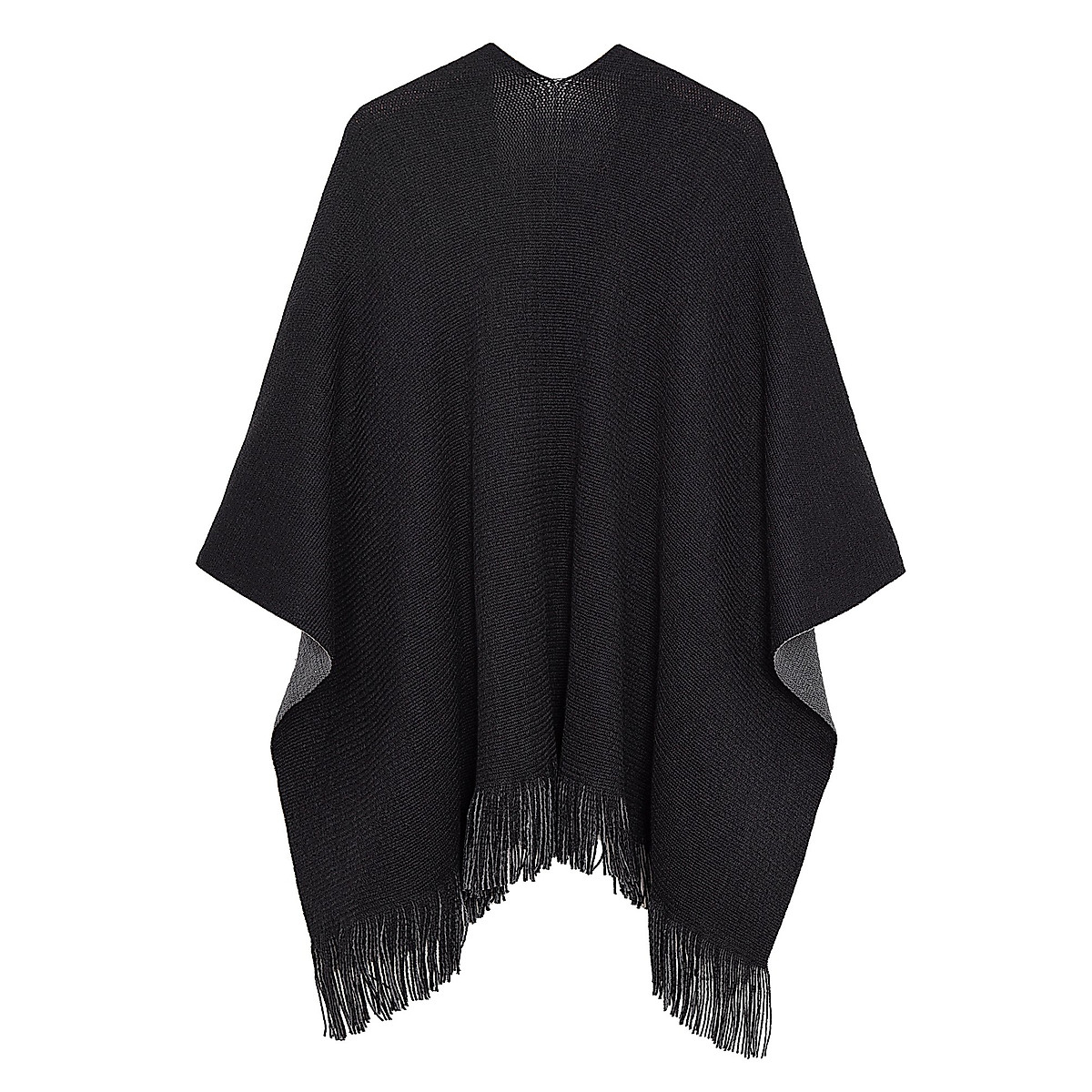 Urban CoCo Women's Vintage Poncho Cape Tassel Shawl Wrap Cardigan Coat (Black)