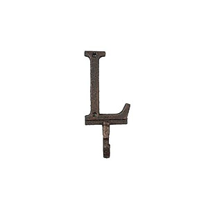 Handcrafted Nautical Decor Rustic Copper Cast Iron Letter L Alphabet Wall Hook 6"