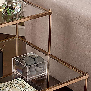SEI Furniture Knox Mirrored 3-Tier Stair Step Accent Table, 20.5"W X 24"D X 23.75"H, Warm Art Deco Gold