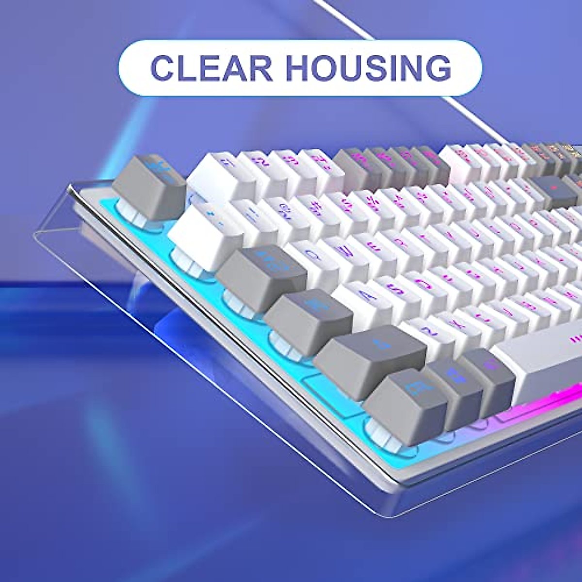 MageGee Gaming Keyboard and Mouse Combo, K1 LED Rainbow Backlit Keyboard with 104 Key Computer PC Gaming Keyboard for PC/Laptop(Gray & White)