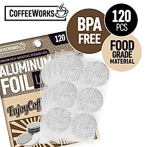 Reusable Aluminum Foil Seal Lids for Nespresso Original Line Pods - Premium Eco-Friendly Coffee Pod Self-Adhesive Stickers - Compatible with Refillable Capsule & Machines - 37mm (120)