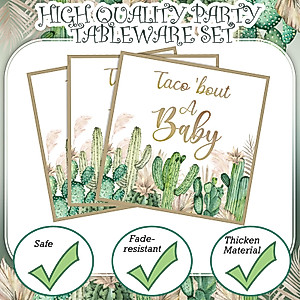 Sunnyray 96 Pieces Taco Baby Shower Plates and Napkins Taco Bout A Baby Baby Shower Party Supplies Dessert Plates Napkins Forks for 24 Guests