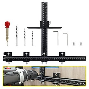 DOCXCDO Cabinet Hardware Jig, Aluminum Cabinet Handle Jig for Handles Pulls Knobs, Cabinet Pull Jig with Automatic Center Punch, Hardware Jig for Door Drawer Woodworking