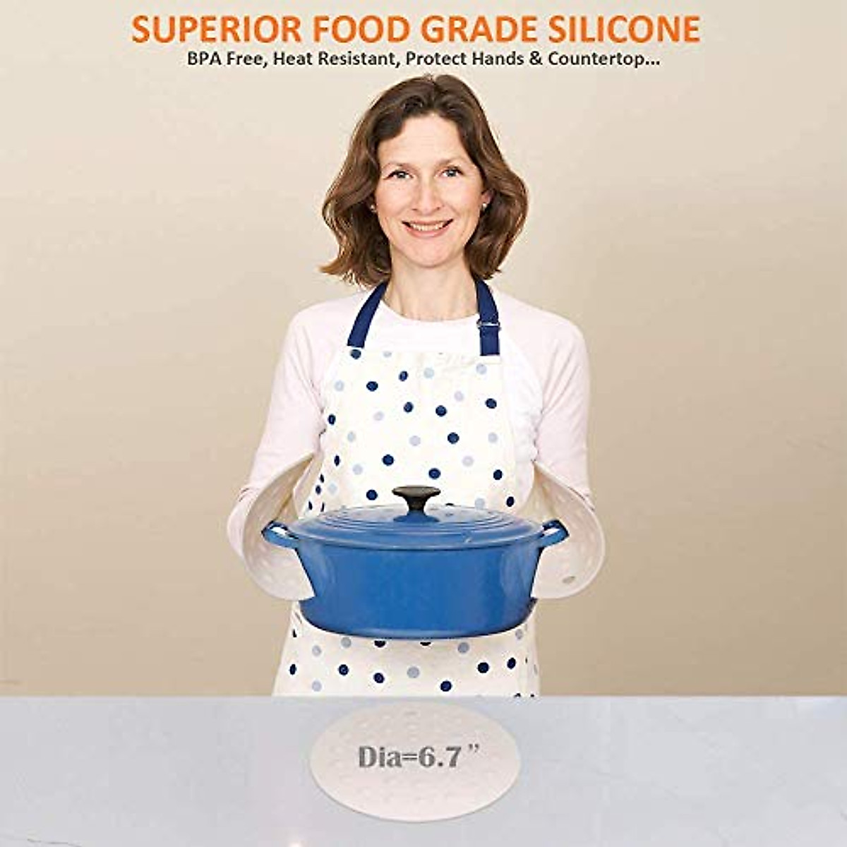 Silicone Trivet Mat Pot Holders, 5 Pack Heat Resistant Non-Slip Kitchen Trivets, Super Soft Flexible Easy to Wash and Dry, Perfect for Hot Pots and Pans, Dining Table and Countertop, Jar Opener