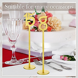 20 Pcs Table Numbers Wedding Table Numbers Wood Table Numbers for Wedding Reception Stands Seat Numbers with Holder Base Table Numbers for Wedding Party Event Catering, 1-20 (Gold)