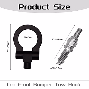 Car Front Bumper Tow Hook, Metal Bumper Pulls Trailer Rotary Tow Hooks, Universal Foldable Auto Repair Parts, Suitable for Truck SUV Car (Black)