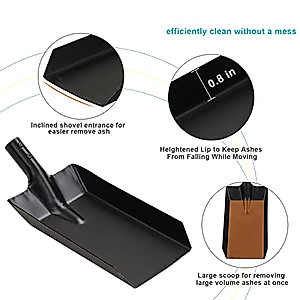 46” Long Fireplace Shovel - Extra Strength Wrought Iron - Ash Shovel for Wood Stove, Grill or fire Pit - Long Design for Keeping Hands from Heat of fire - Indoor/Outdoor use(Silver)