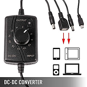 VEVOR Hand Power Generator 30W, Hand Crank Generator 0-28V, DC Regulator with USB Plug Black, Hand Crank Power Generator for Outdoor Mobile Phone Computer Charging, Hand Crank DC Generator