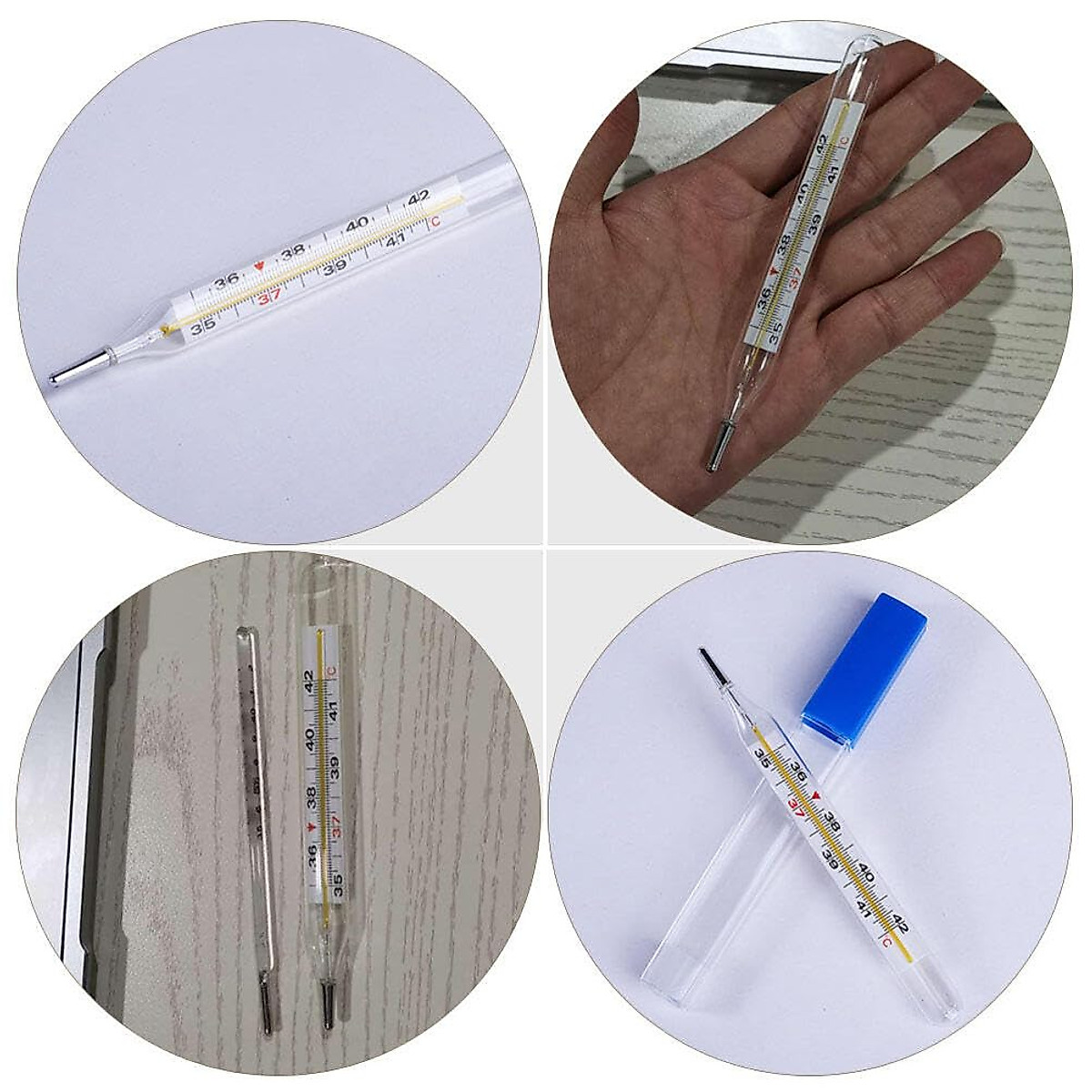 Healeved 4 Pcs Adult Temperature Measurement Glass Oral Temperature Fast Reading Temperature Home Supplies, Easy to Read