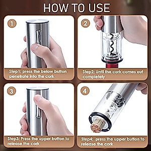 AIOVEN Electric Wine Opener with Charging Base, Automatic Electric Wine Bottle Corkscrew Opener Gift Set with 2-in-1 Aerator & Pourer, Foil Cutter, 2 Vacuum Stoppers, Rechargeable