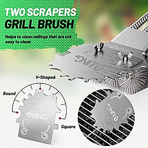 AJIJING Grill Brush for Outdoor Grill, 18" BBQ Brush for Grill Cleaning Stainless Steel Wire Bristle BBQ Grill Cleaner Brush with Scraper Accessories (1 Pack)