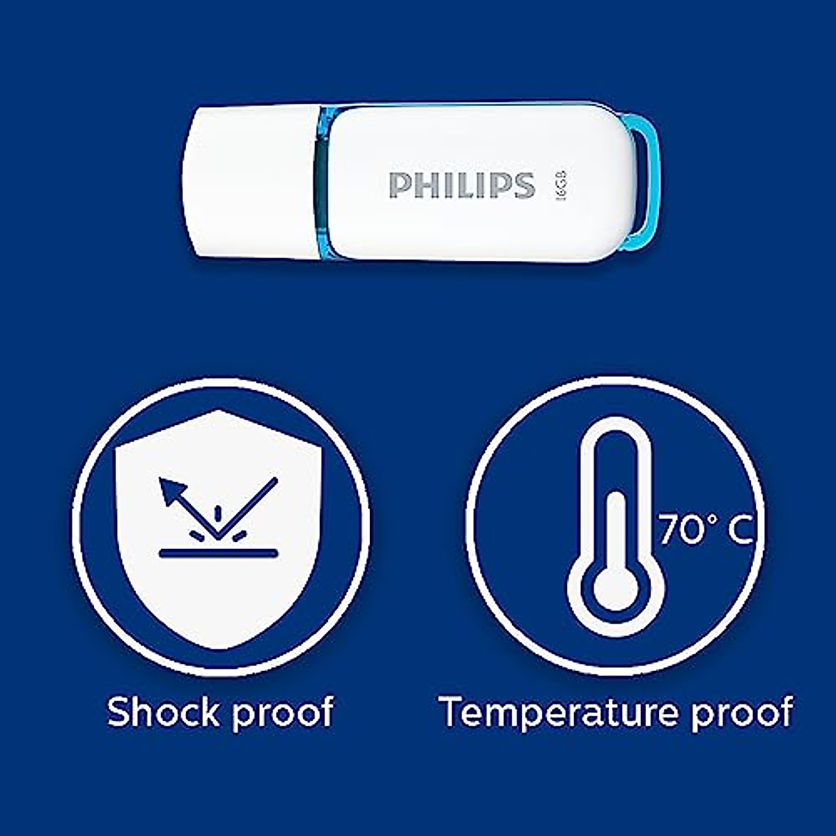PHILIPS 16GB Flash Drive, Snow Edition USB 2.0 - White/Blue - 3-Pack