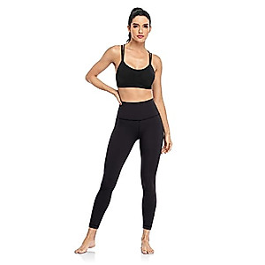 HeyNuts Essential 7/8 Leggings High Waisted Yoga Pants for Women, Buttery Soft Workout Pants Compression Leggings with Inner Pockets Black_25'' M(8/10)
