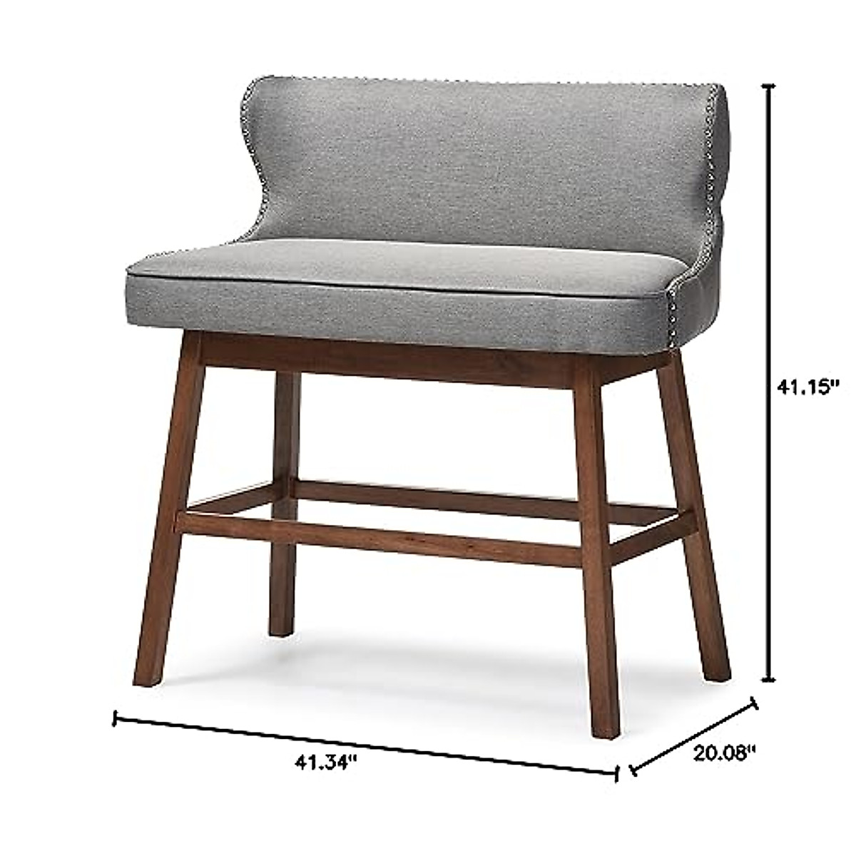 Baxton Studio Gradisca Modern and Contemporary Grey Fabric Button-tufted Upholstered Bar Bench Banquette