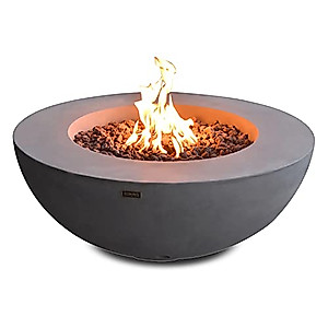 Elementi Outdoor Fire Table Propane Fire Pit Garden Fireplaces 45,000BTU Firepit Patio Round Fire Bowl with 13.2lbs Lava Rocks ,ELEMENTI Lunar Bowl Series, Garden Coffee Table,Grey