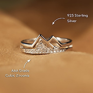 STORYJEWELLERY Mountain Ring for Lover, Valentine's Day Gift for Women, Silver Matching Couple Ring for Her, Hill Ring for Girlfriend, Ring for Wife, Gift Love Ring for Women(silver love 07)
